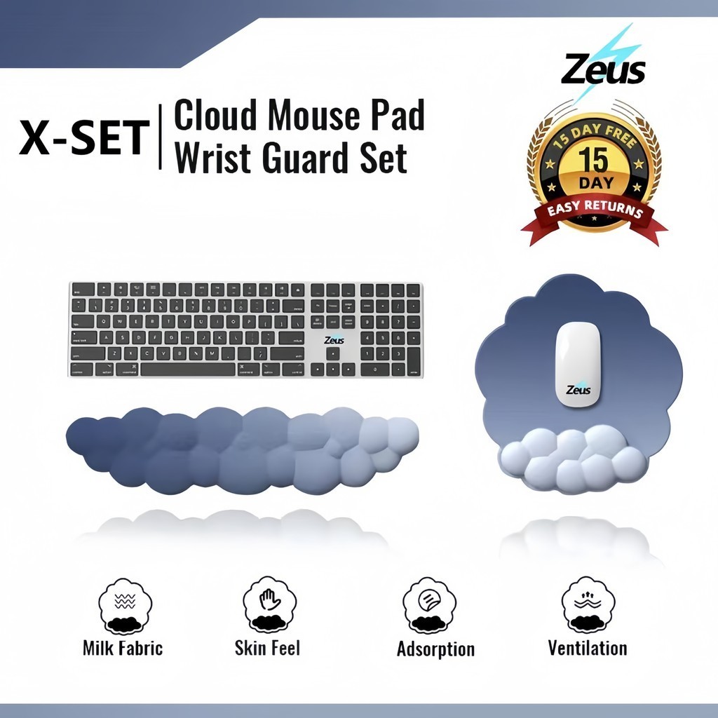 Zeus Cloud Mouse Pad Keyboard Wrist Pad with Soft Leather Material Memory Foam Wrist Rest Mat ...