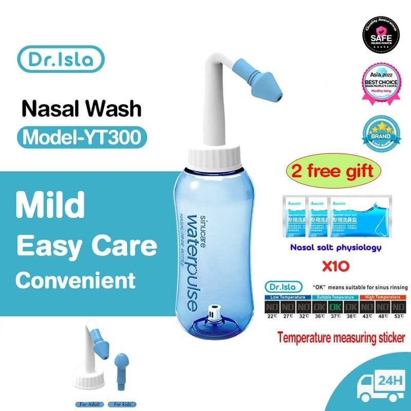 Dr.isla 2024 COD 300/330ML Water Pulse Wash Neti Pot Bottle Irrigater ...