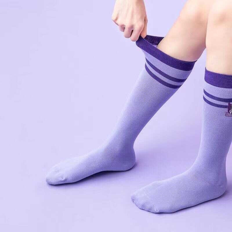 Kawaii Anime Sanrioed Checker Kuromi Printing Knitted Calf Cartoon JK ...