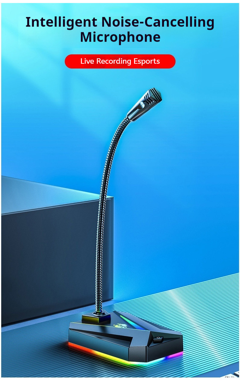 MK10 Computer Microphone With LED 360 Degree Recording Noise Filter USB ...
