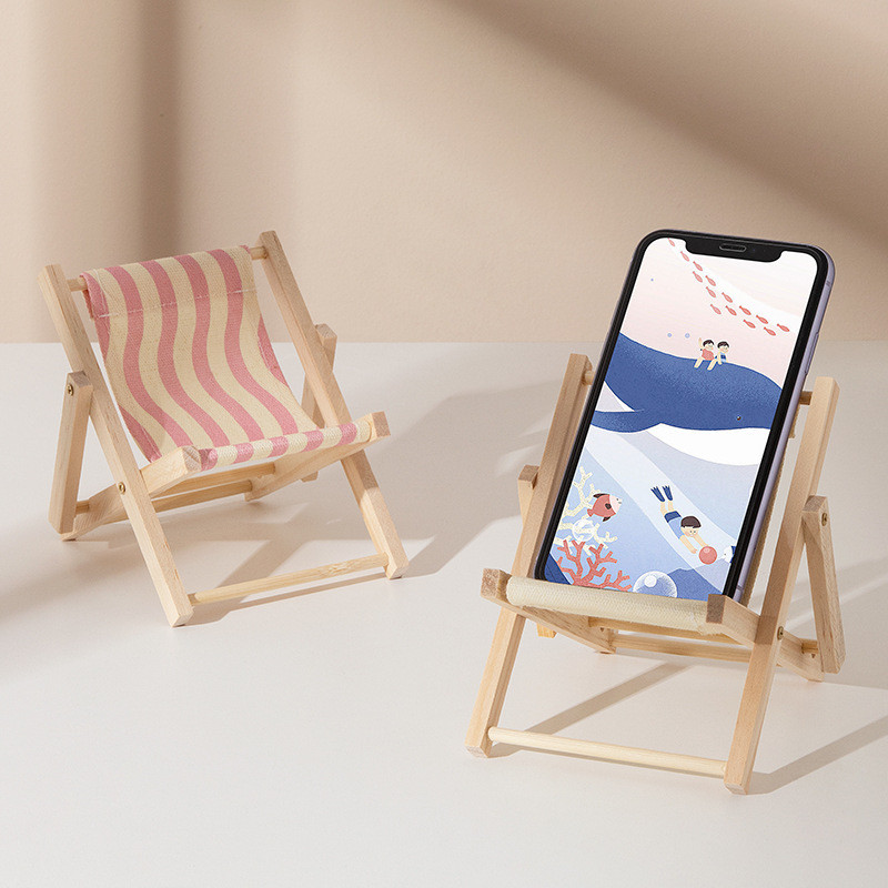 Labubu Beach chair mobile phone holder wooden mini chair folding lounge ...