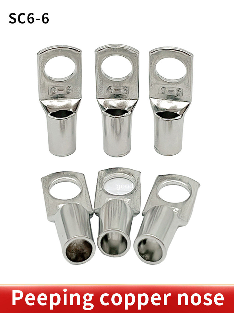 100Pcs Sc6-6 Tined Copper Connecting Terminal Bolt Hole Cable Lugs ...