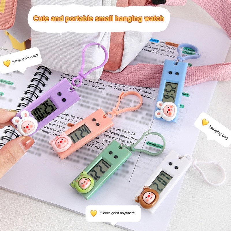Cartoon Digital Clock Student Mini Electronic Clock Keychain Electronic ...