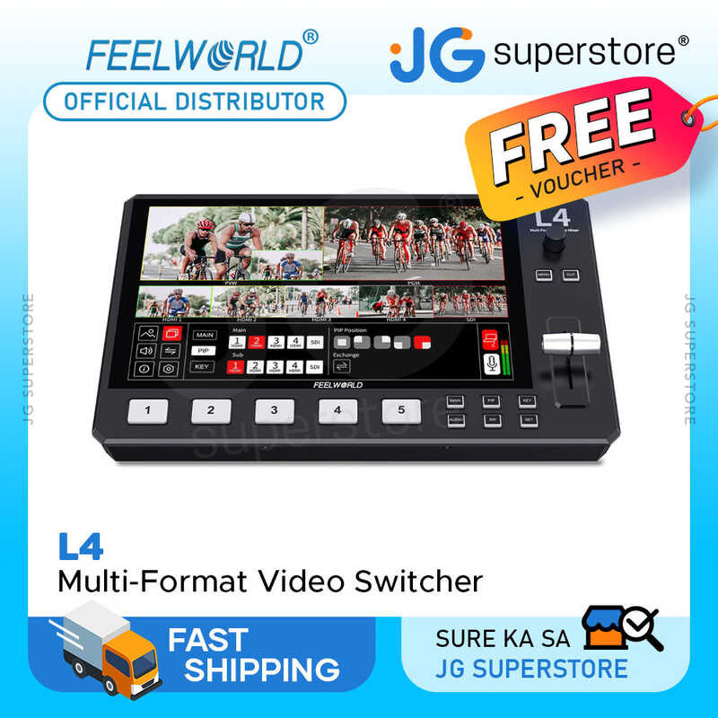 Feelworld L4 10.1" Touch Screen Display 5-Channel Inputs Multi-Format ...