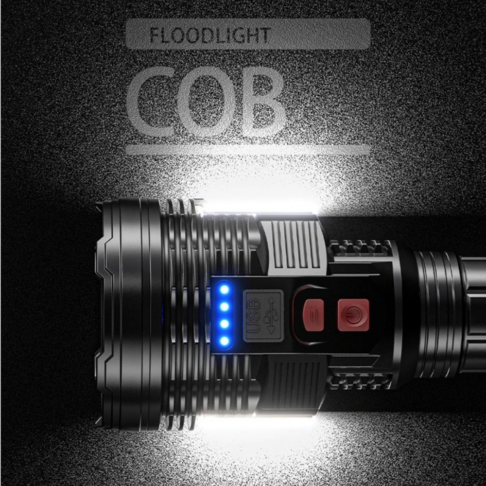 LED Patrol Flashlight Strong Light 3 Modes Handlamp with Battery ...