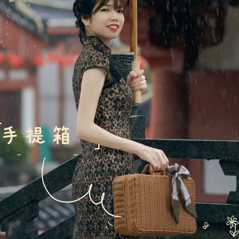 ☑♥ Rattan Handbag Ins Style Gift Photography Prop Suitcase Makeup Bag ...
