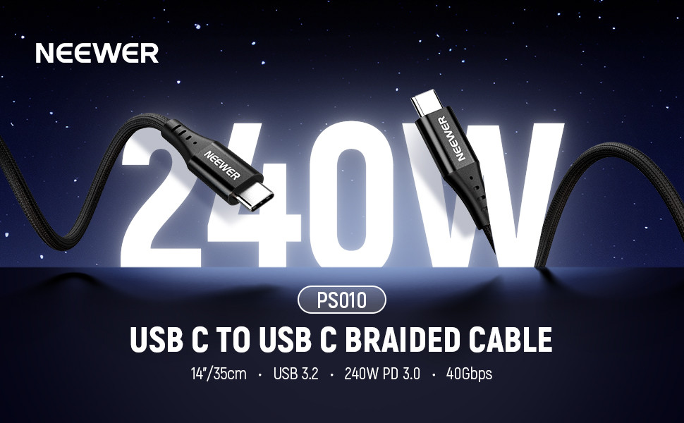 NEEWER USB C to USB C Cable, USB 3.2 40Gbps 240W PD Fast Charging, 14 ...