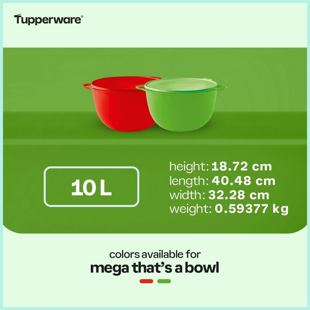 Tupperware Mega That's a Bowl 10L [Food Keeper] [Meal Preparation ...