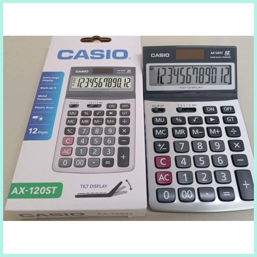 CASIO AX120ST TILT DISPLAY DESKTOP CALCULATOR 12 DIGITS FREE CASE! | Shopee Philippines