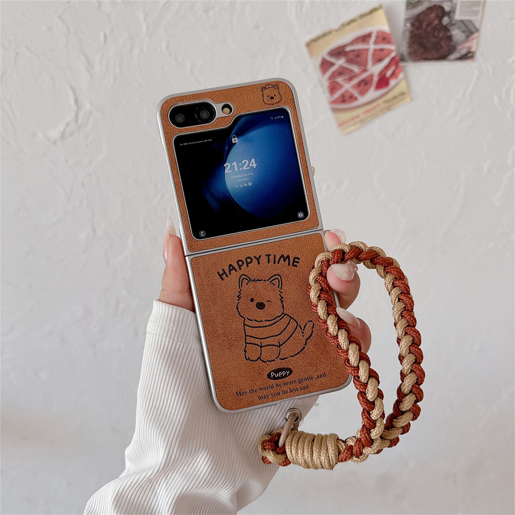 Cute West Highland Brown Leather Portable Rope Phone Case for Samsung ...