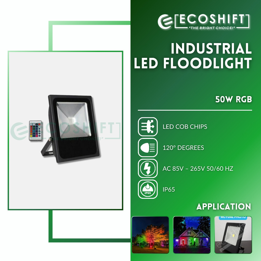 in stock Ecoshift Industrial LED Flood Light RGB 50 Watts | Shopee ...