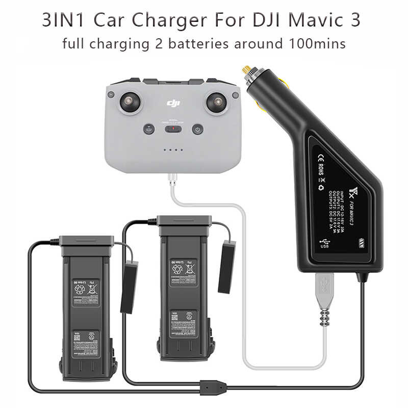 In 1 Car Charger Battery Charging Hub USB Port Remote Controller Charge ...
