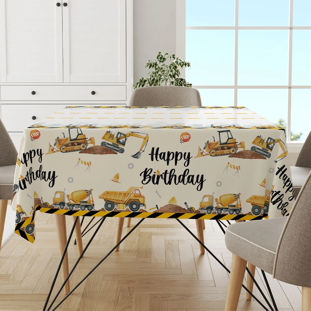 Construction Theme Tablecloth Birthday Decoration Baby Shower for Boys ...