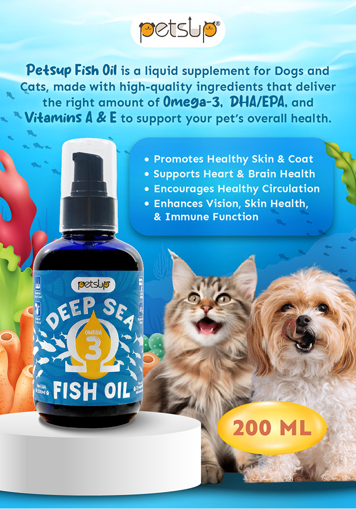 Petsup Premium Salmon Fish Oil for Pets Healthy 200ml Omega-3 Skin Coat ...