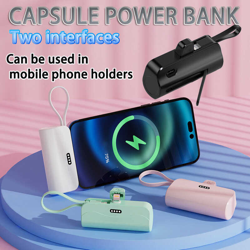 1D Capsule Mini Power Bank 2 Sa 1 Fast Charging Power Bank 5000Mah ...