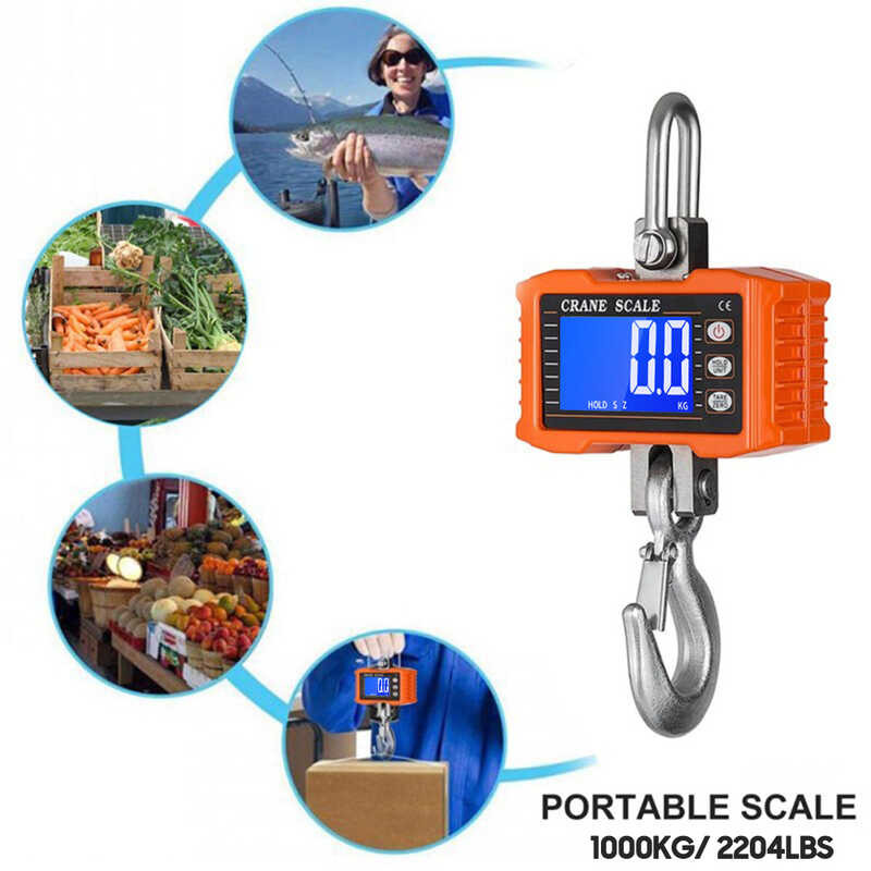 SK Digital Hanging 1000Kg Portable Heavy Duty Crane Scale LCD Backlight ...
