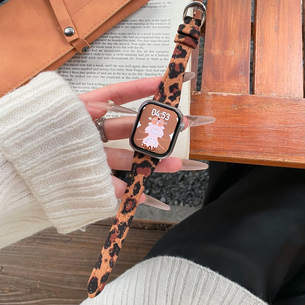 Leopard Print Woman Strap for iWatch Series 10 Ultra 2 9 8 7 6 SE 5 4 3 ...