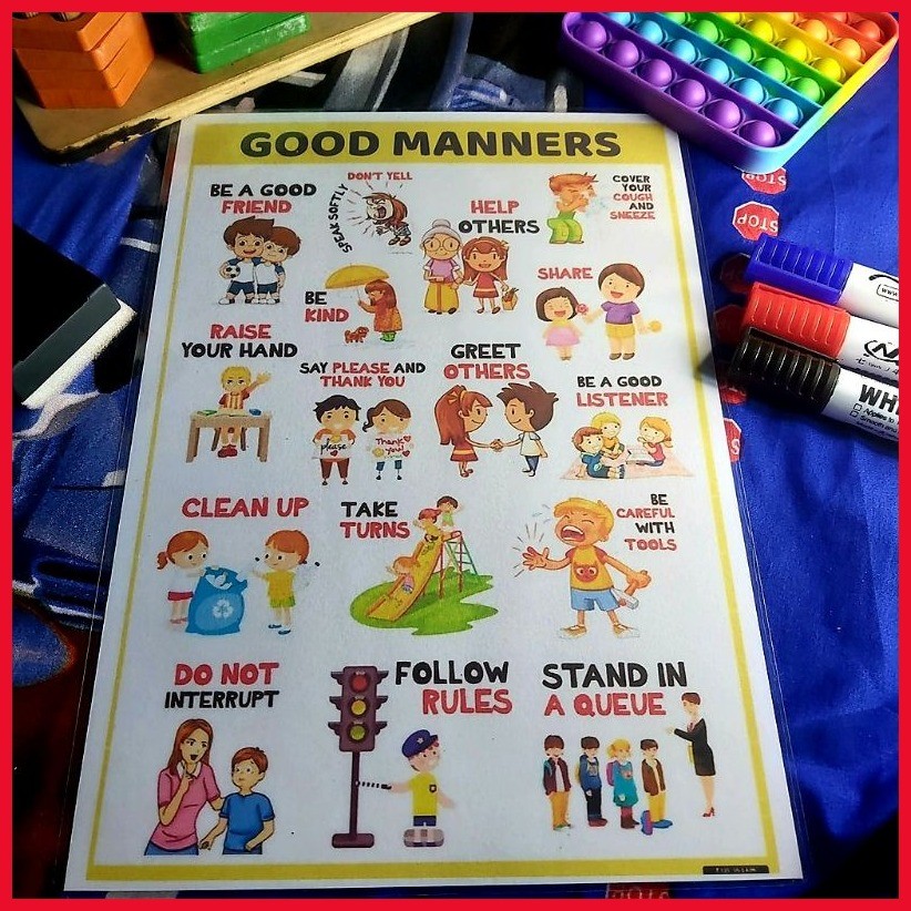 ♀ A4 GOOD MANNERS Laminated Educational Wall Chart for kids | Shopee ...