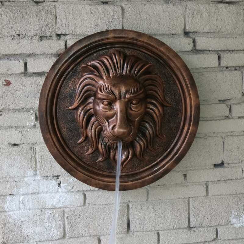Lion Head Wall Hanging Fountain Tree Fiberglass Home Decor Landscape ...