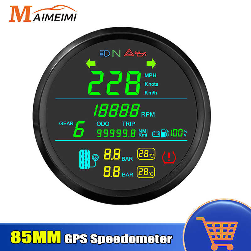 85mm c Motorcycle GPS Speedometer Odometer Tire Pressure Tachometer ...