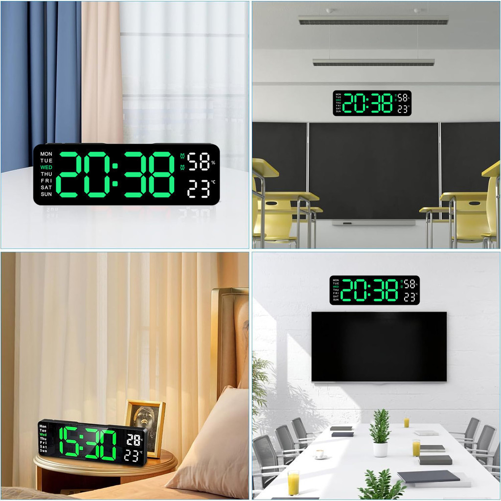 【cod】Digital Wall Clocks LED Alarm Clock Large Display Table Clock Wall ...