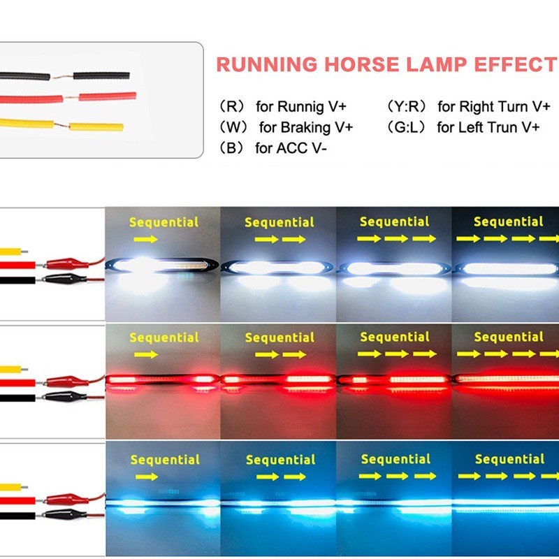 2PCS LED Car DRL Daytime Running Lights Universal Auto Sequential Turn Signal Yellow DRL Flowing ...