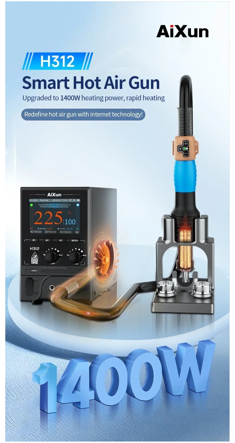 Aixun H312 Internet BGA rework station intelligent thermal Q1400W digital high-power heating ...