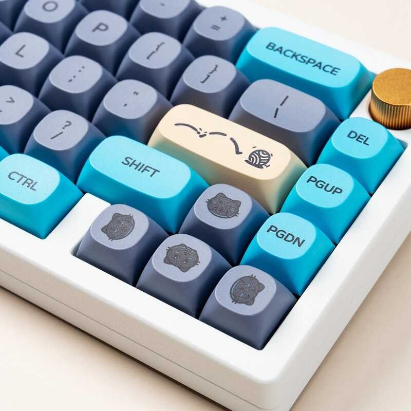 126 9 Keys MA Profile Keycaps Blue Cat PBT Thermal Sublimation Nical ...