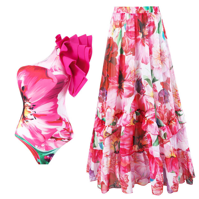 2024 Ba Ruffle One Piece Para Sa Kababaihan Swimsuit Na May Skirt ...