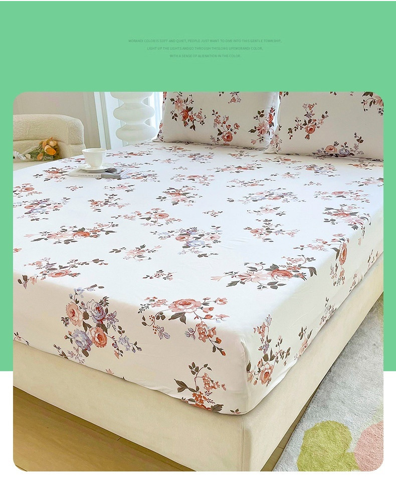 Canadian Cotton Bed sheet Floral Garterized Bedsheet With 2 pcs Pillow ...
