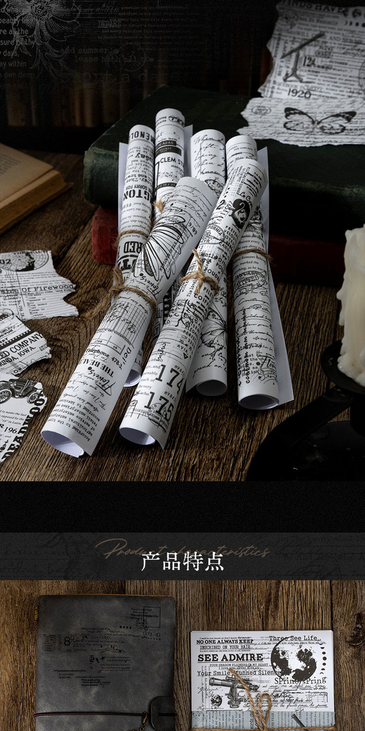 QOUZMO 10pcs/pack vintage junk journal collage paper material stickers ...