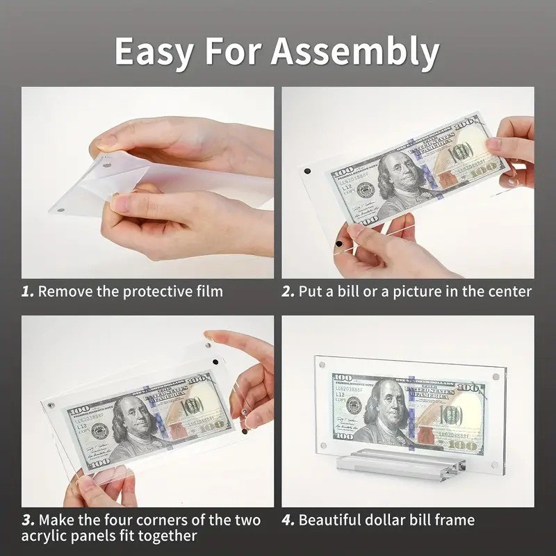 Transparent Transparent Acrylic Dollar Banknote Display Frame Household ...