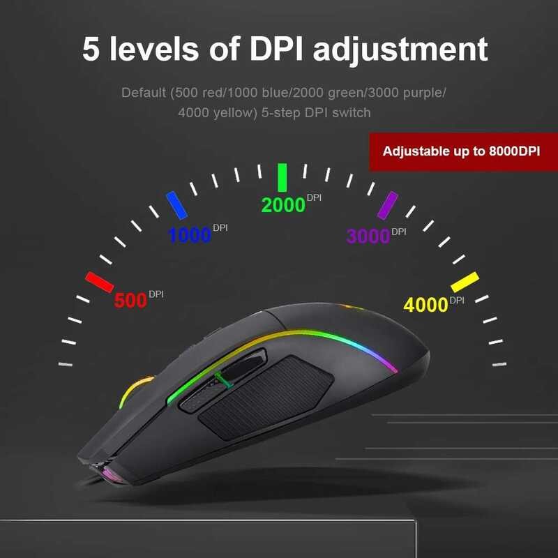 607 REDRAGON Lonewolf G105 RGB USB Wired Gaming Mouse 8000 DPI 8 ...