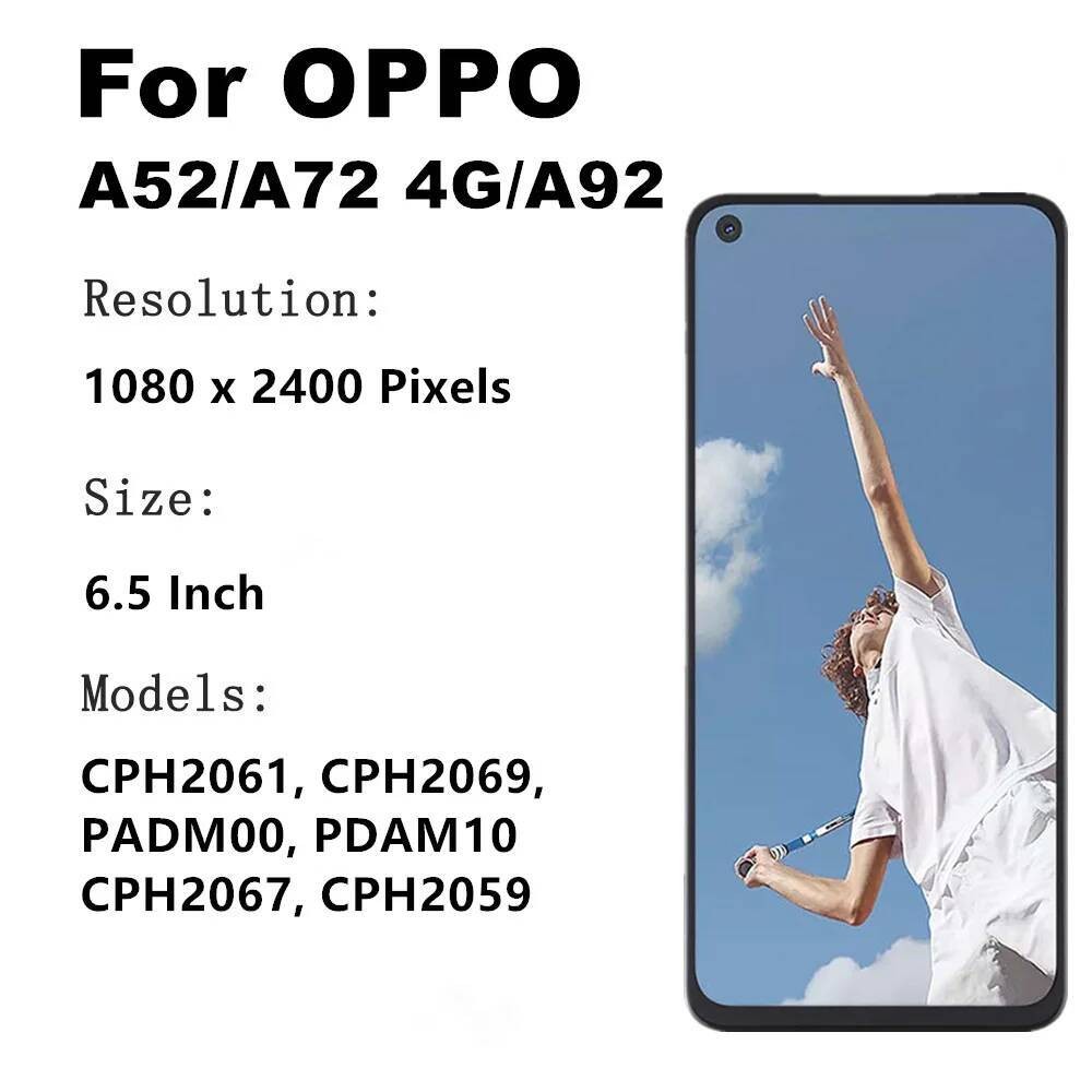 Oppo 6.5" A52 A92 LCD Touch Screen Assembly with Frame For A72 4G C2067 ...