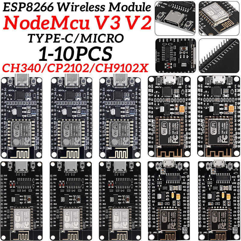 Esp8266 7 Wireless Module Ch340/Cp2102/Ch9102x Nodemcu V3 V2 Lua WIFI Internet Of Things ...