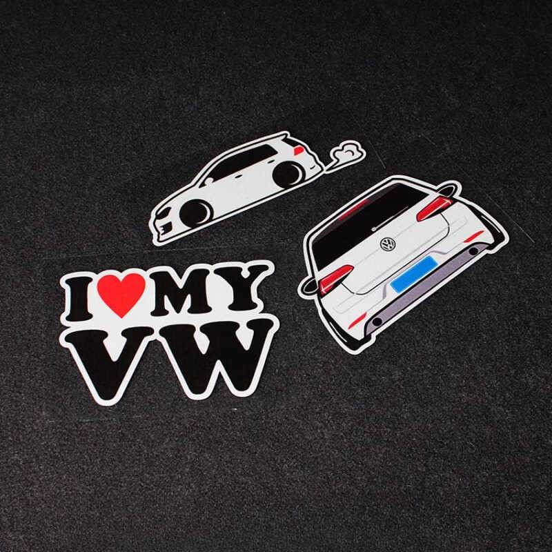 Love My VW Cartoon Car Stickers Para Sa VW Golf 4 5 6 7 I TCR GTD 4 5 3 ...