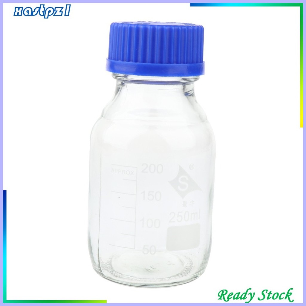 [ Graduated Round Glass Reagent Bottle with Scale Line Screw 100mL ♣ ...