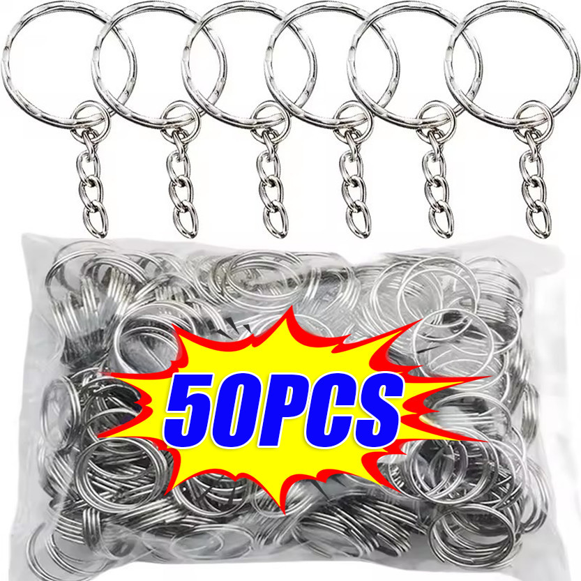 10/50Pcs Polished Silver Metal Blank Keyrings / Lobster Clasp Key Chain ...