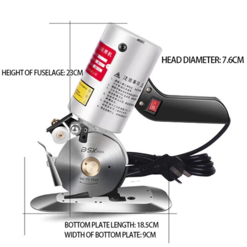Electric Cloth Cutter 90mm Portable Round Knife Hand-Held Cutting ...