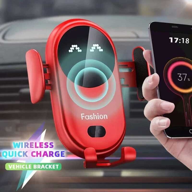 Fashion Qi Fast Wireless Charger Car Holder Smart Infred Sensor Air ...
