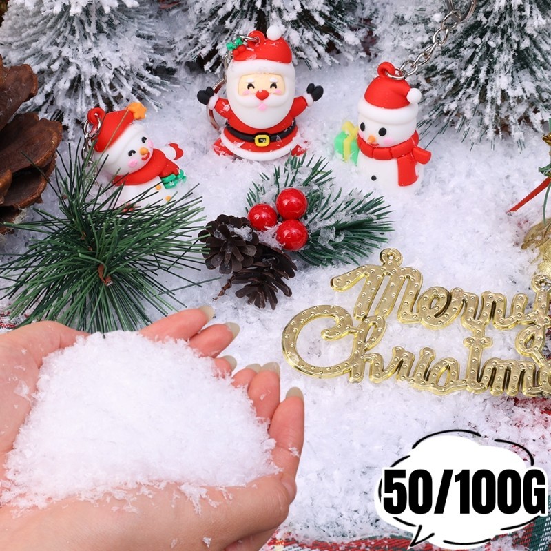 50/100g Artificial Christmas Snow Powder - Fake Snow Powder - Xmas Tree ...