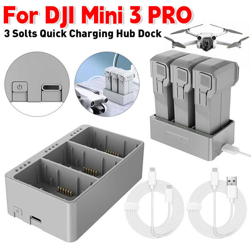 For DJI Mini 3 PRO 3 Solts Quick Charging Hub Dock 3 In 1 Battery Quick ...