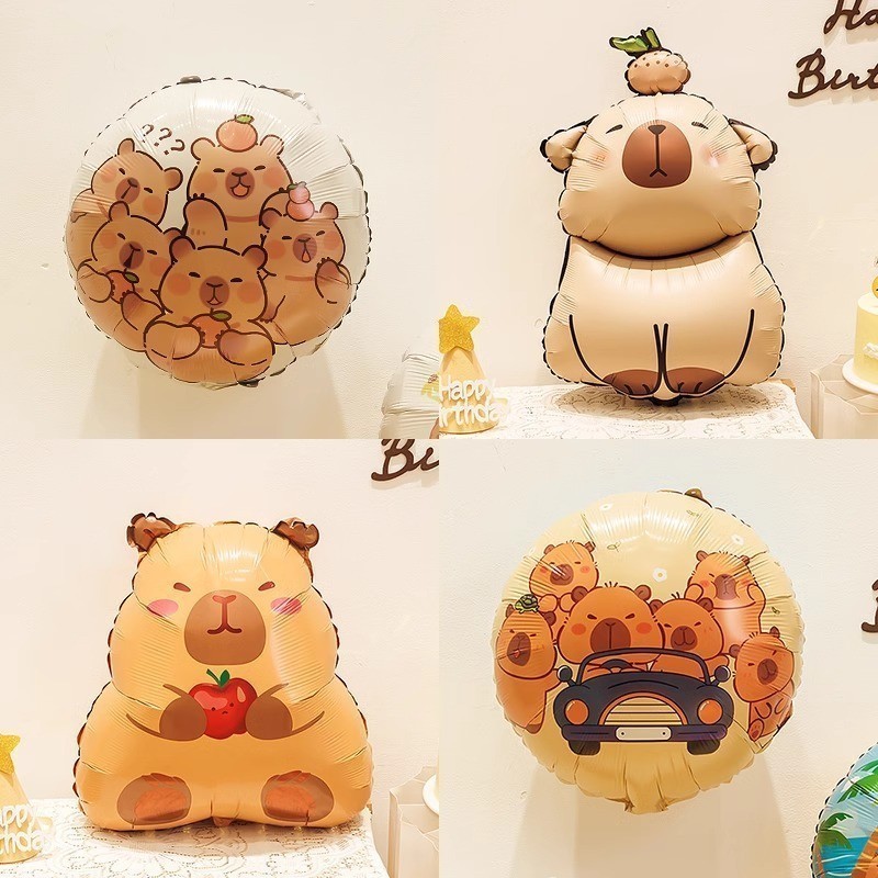 Cartoon Cute Capybara Theme Aluminium Film Balloon Kids Birthday Party ...