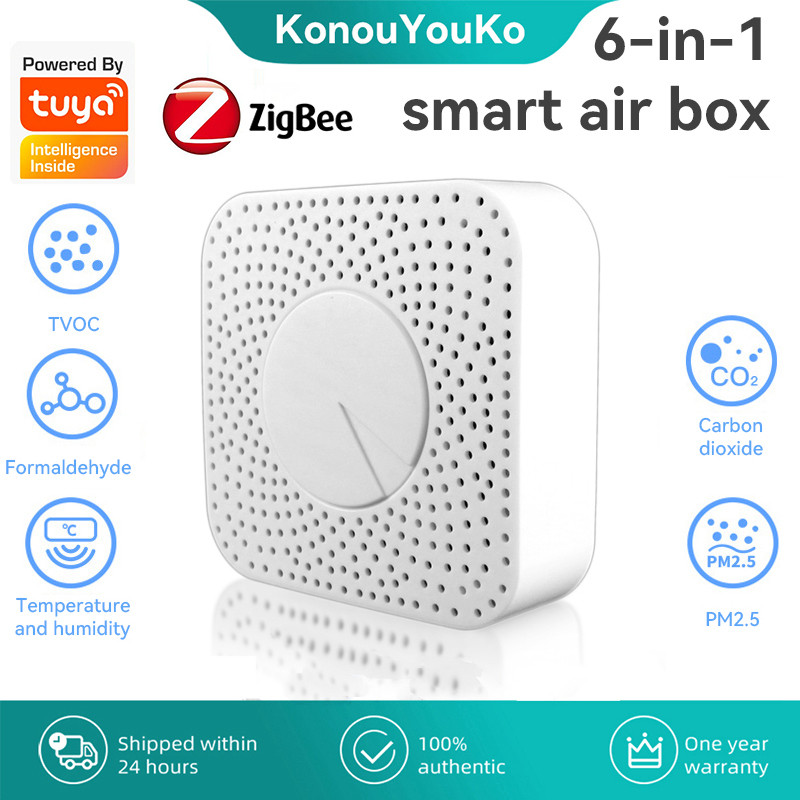 Tuya Zigbee Smart Home Air Quality Co2 Meter HCHO Pm2.5 TVOC Gas Monitor Temperature Humidity ...
