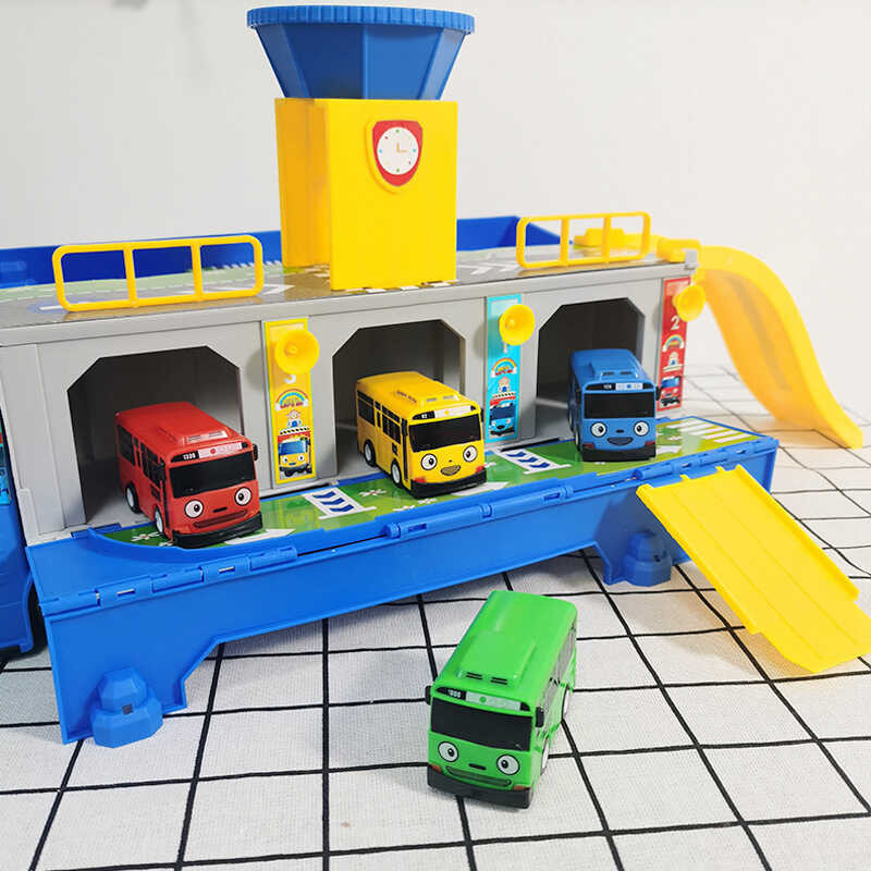 LY Cartoon Tayos The Little Bus Container Truck Storage Box Parking Lot ...