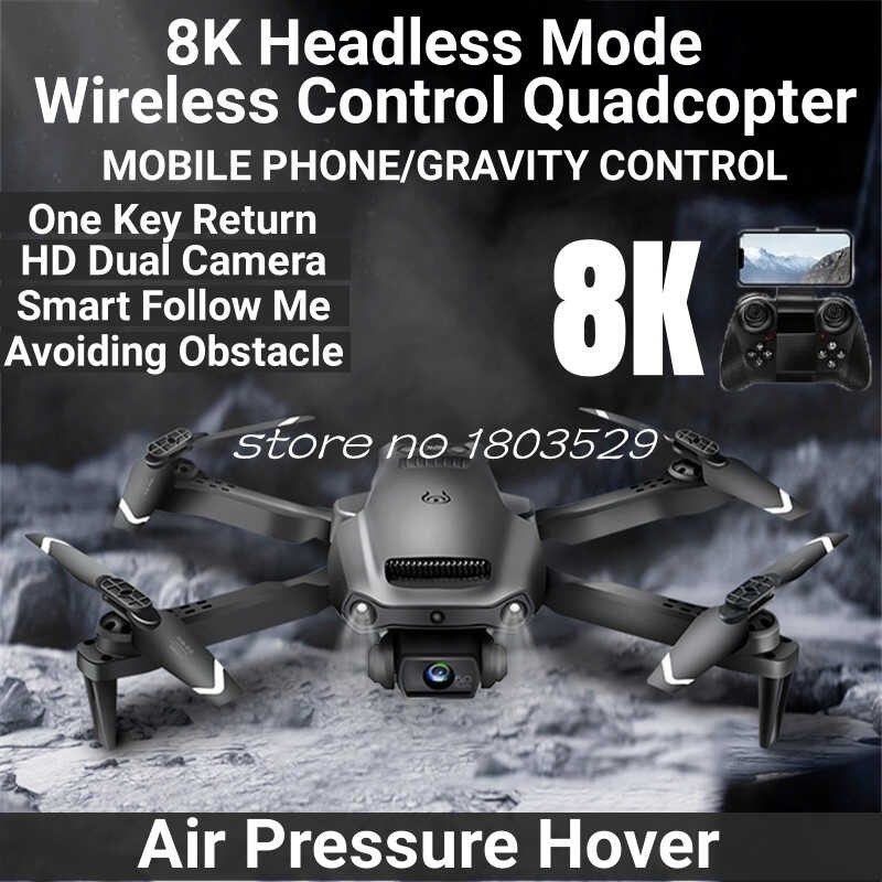 8K Headless RC Drone FPV Sundin Ako Dual Camera Air Pressure Hover One ...