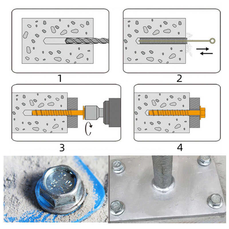Flange Hexagonal Head Concrete Thread Self-Cutting Anchor Bolt Self-Tap ...