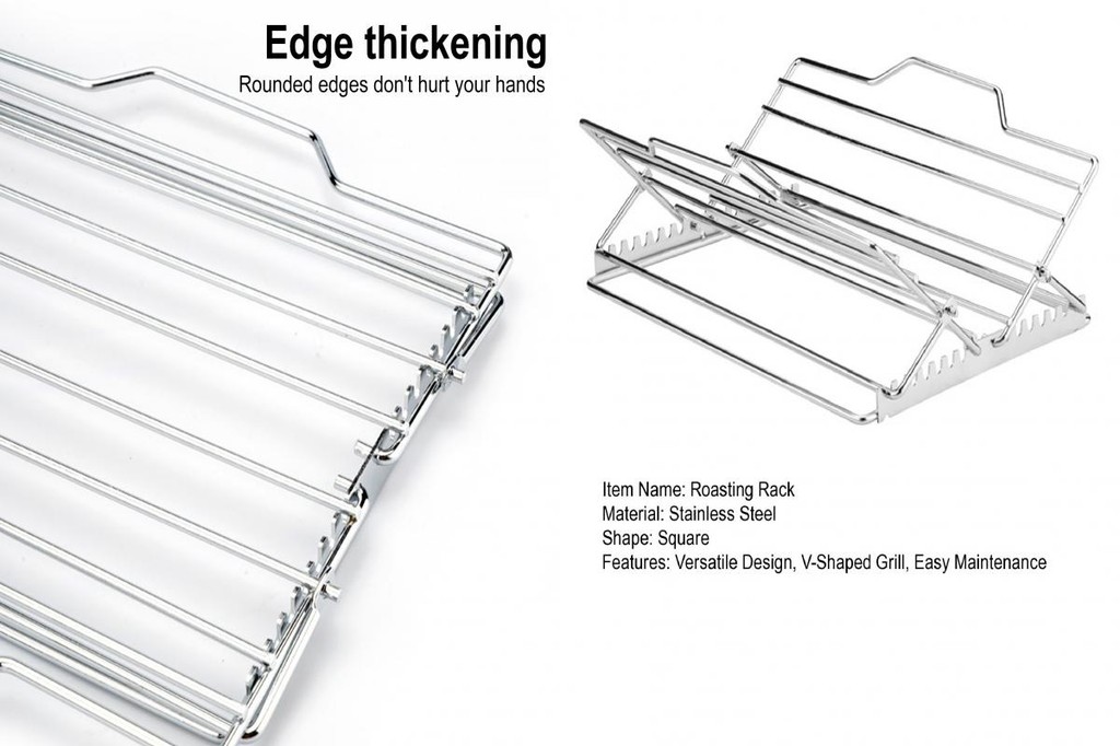 ZS* Rectangular Grill Roasting Rack Oven Safe Roasting Rack V-shaped ...