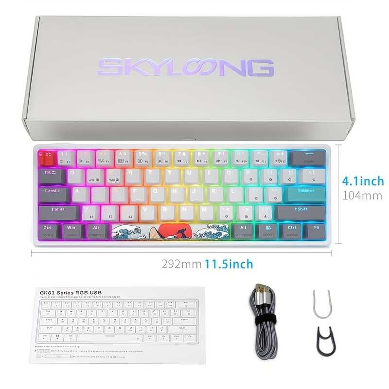 SKYLOONG Sk61 V1/V2 Wired Optical Switch Hot-Swappable Translucent PBT ...