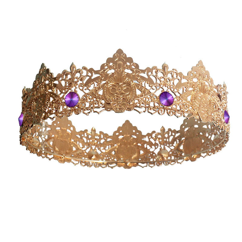 Men's King Alloy Big Crown Royal Baroque Rose Golden Prince Crown ...